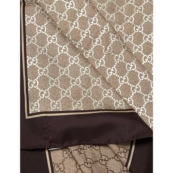 ky304【美品】GUCCI ホルターネック キャメル シルク100 S GG silk cotton jacquard shawl in beige | GUCCI® US
